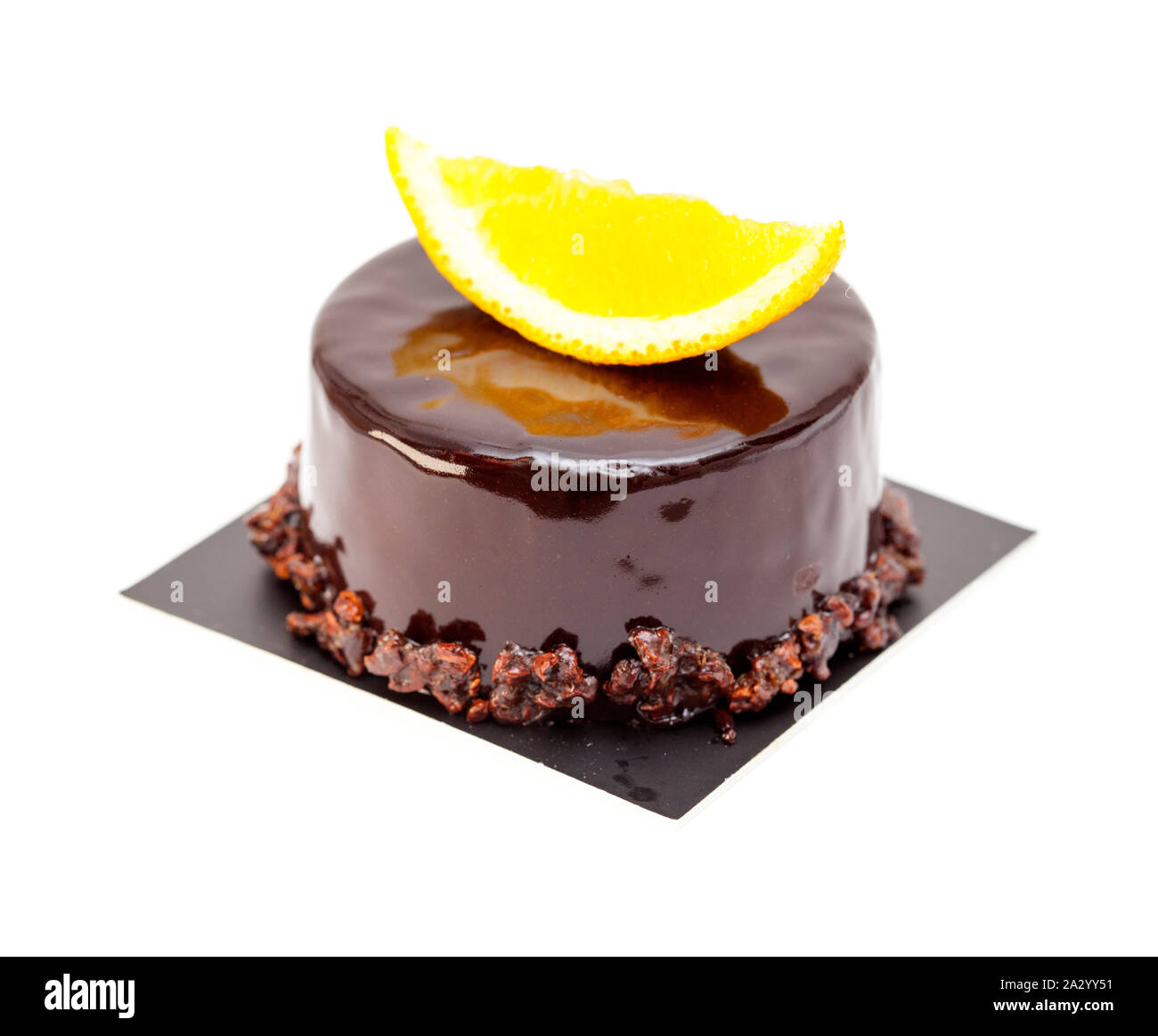 small individual mousse cake with mirror glaze isolated on white Stock ...