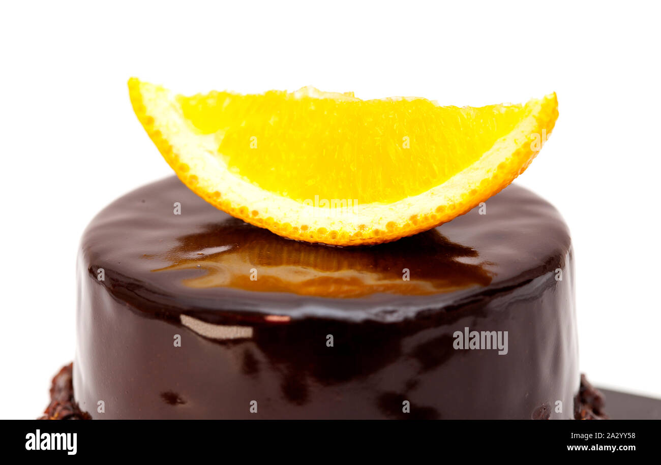 small individual mousse cake with mirror glaze isolated on white Stock ...