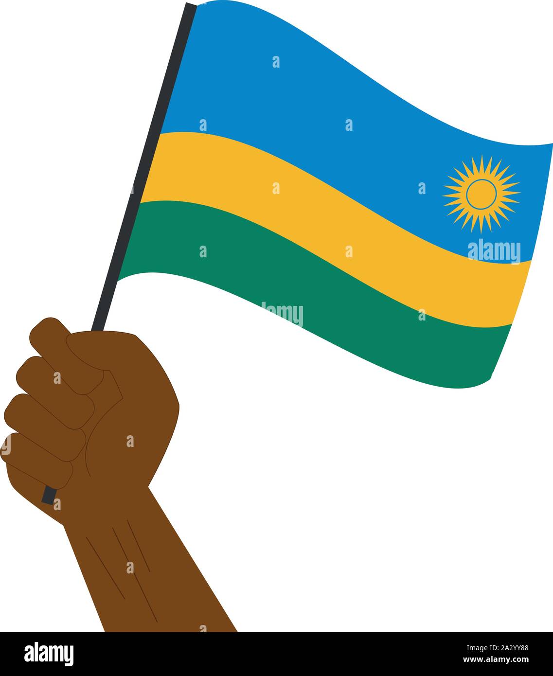 Hand holding and raising the national flag of Rwanda Stock Vector Image ...