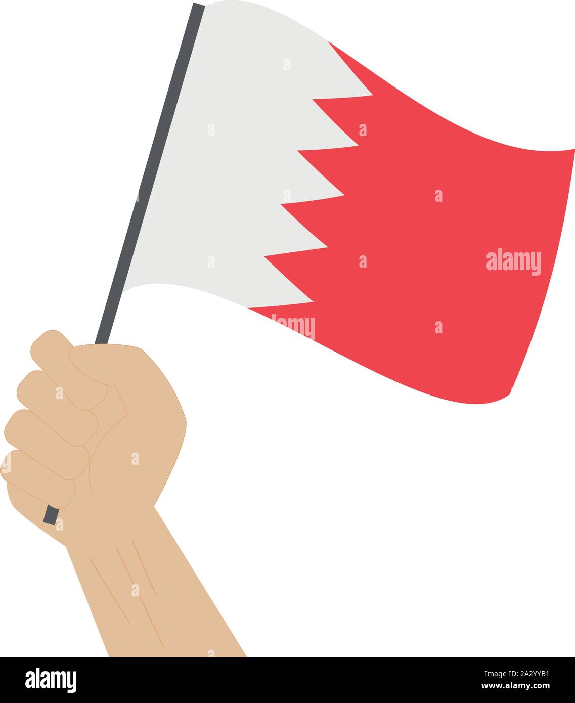 Hand holding and raising the national flag of Bahrain Stock Vector ...