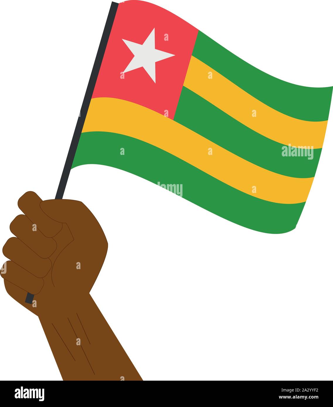 Hand holding and raising the national flag of Togo Stock Vector Image ...