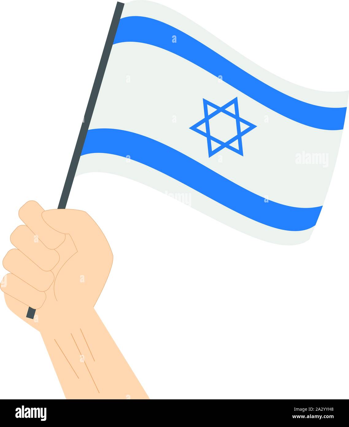 Hand holding and raising the national flag of Israel Stock Vector Image ...