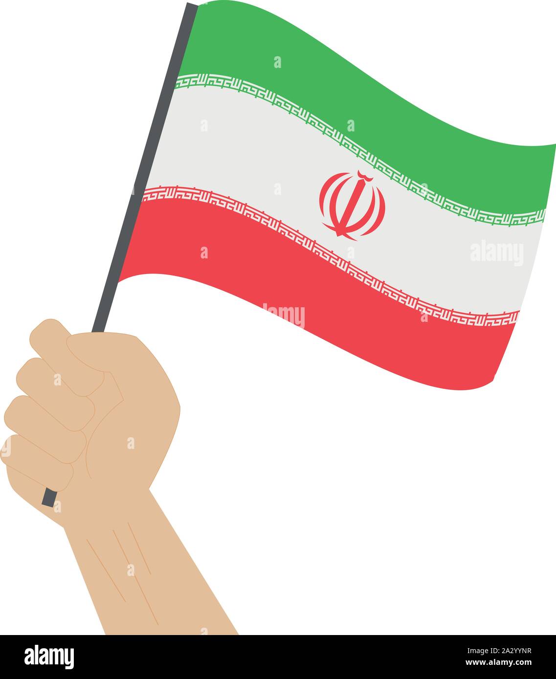Hand holding and raising the national flag of Iran Stock Vector Image ...