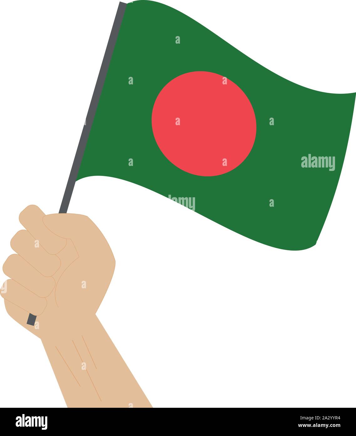 Hand holding and raising the national flag of Bangladesh Stock Vector ...