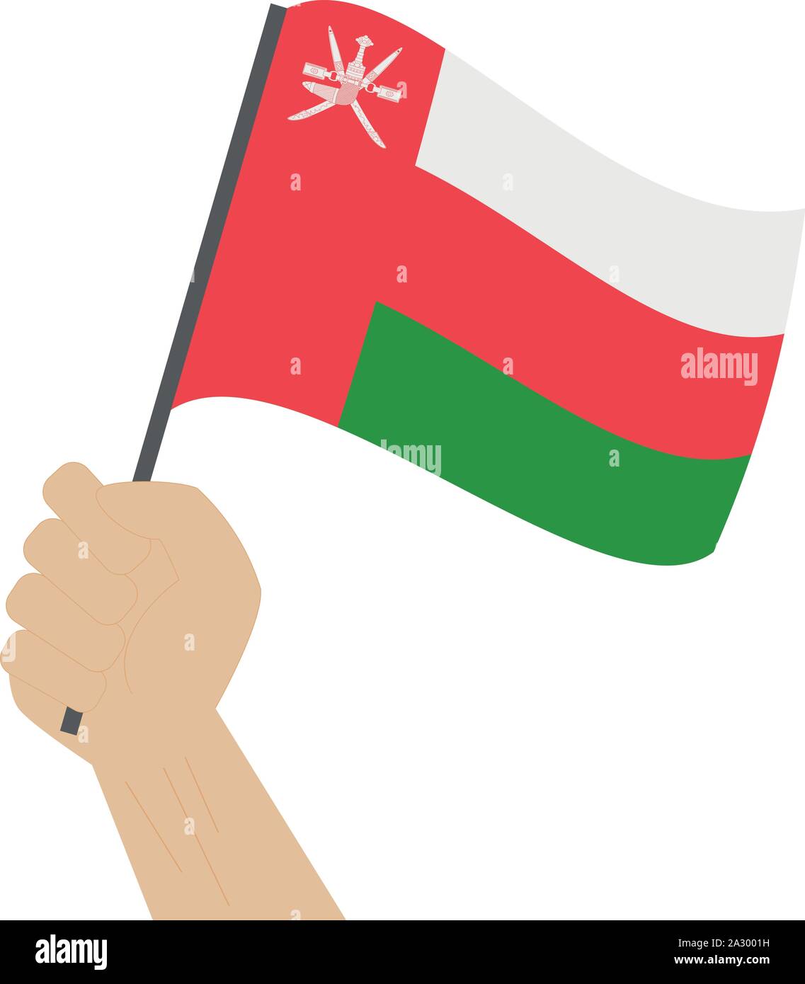 Hand holding and raising the national flag of Oman Stock Vector Image ...