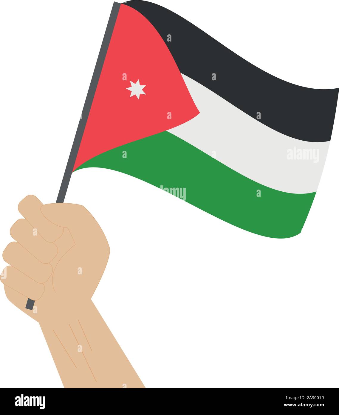 Hand holding and raising the national flag of Jordan Stock Vector Image ...
