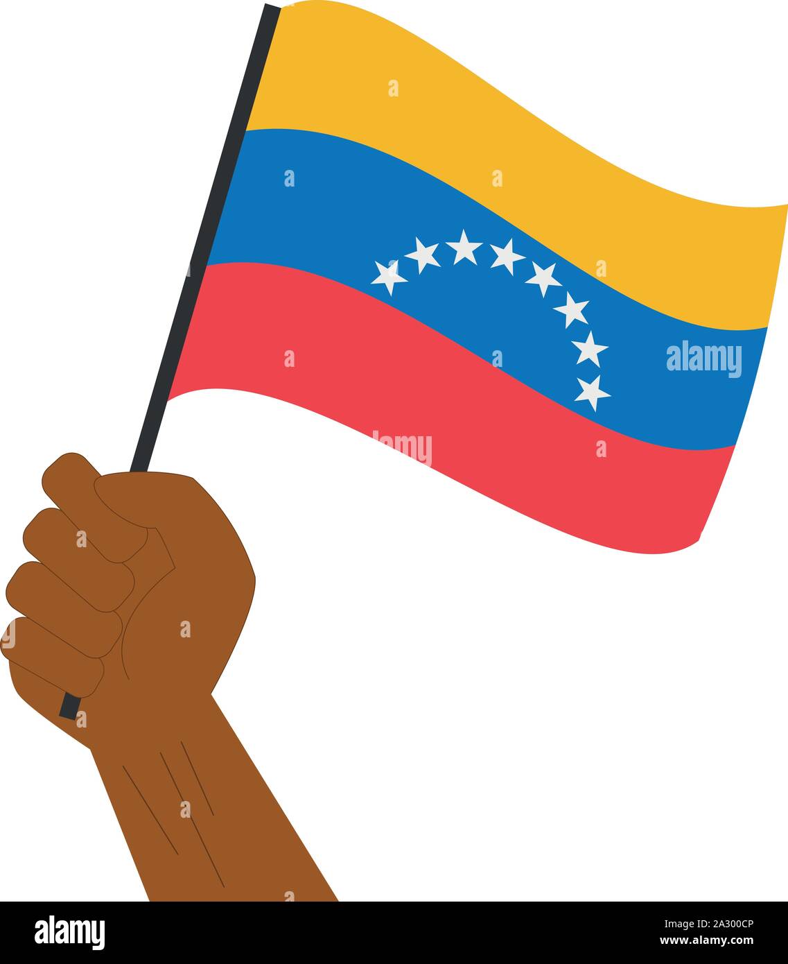 Hand holding and raising the national flag of Venezuela Stock Vector ...