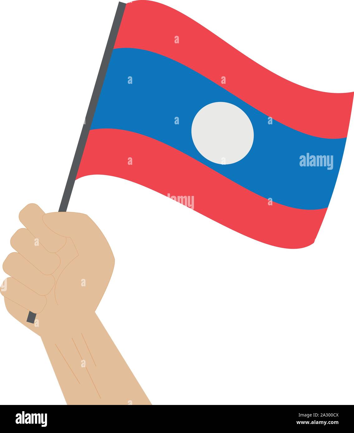 Hand holding and raising the national flag of Laos Stock Vector Image ...