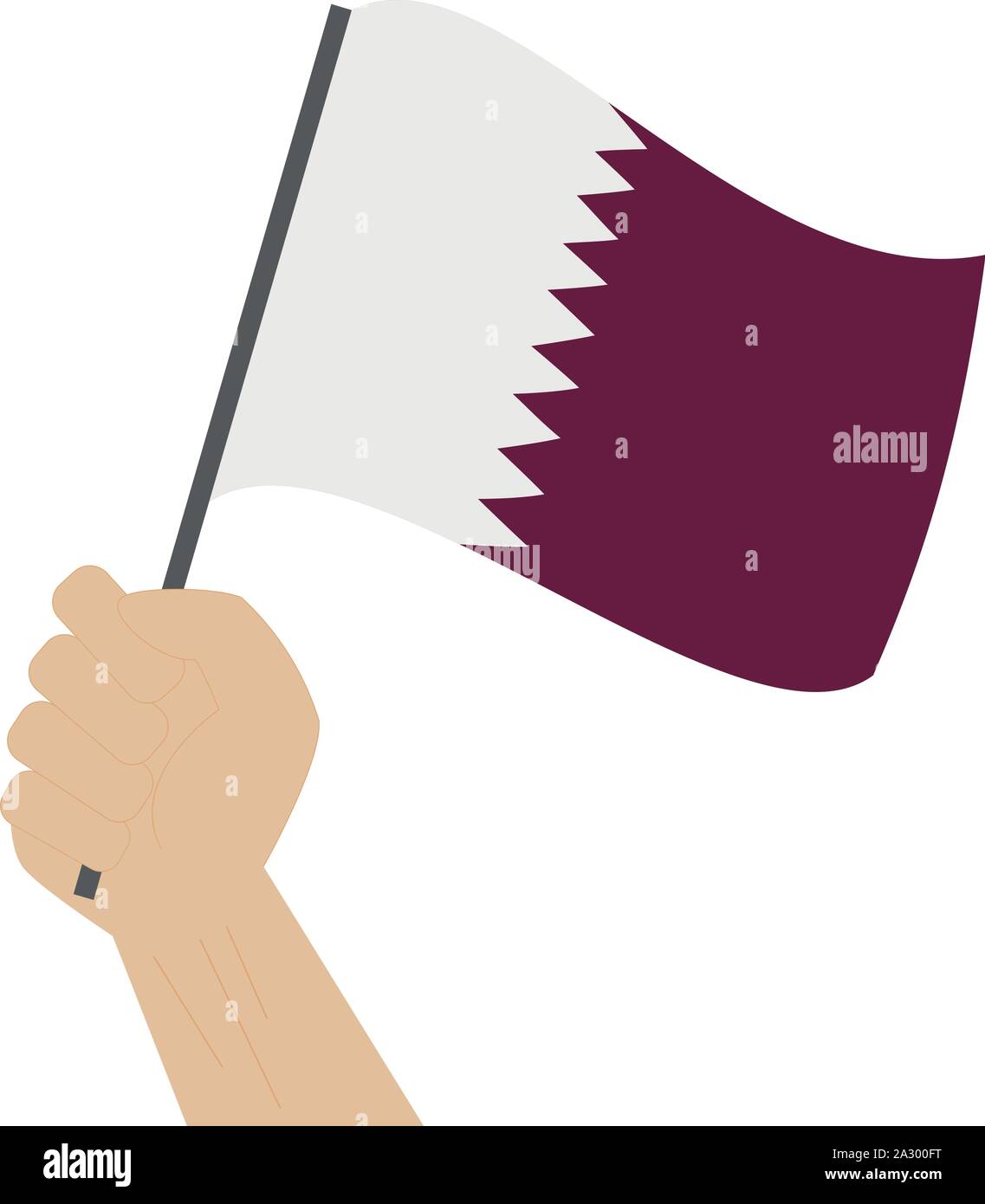 Hand holding and raising the national flag of Qatar Stock Vector Image ...