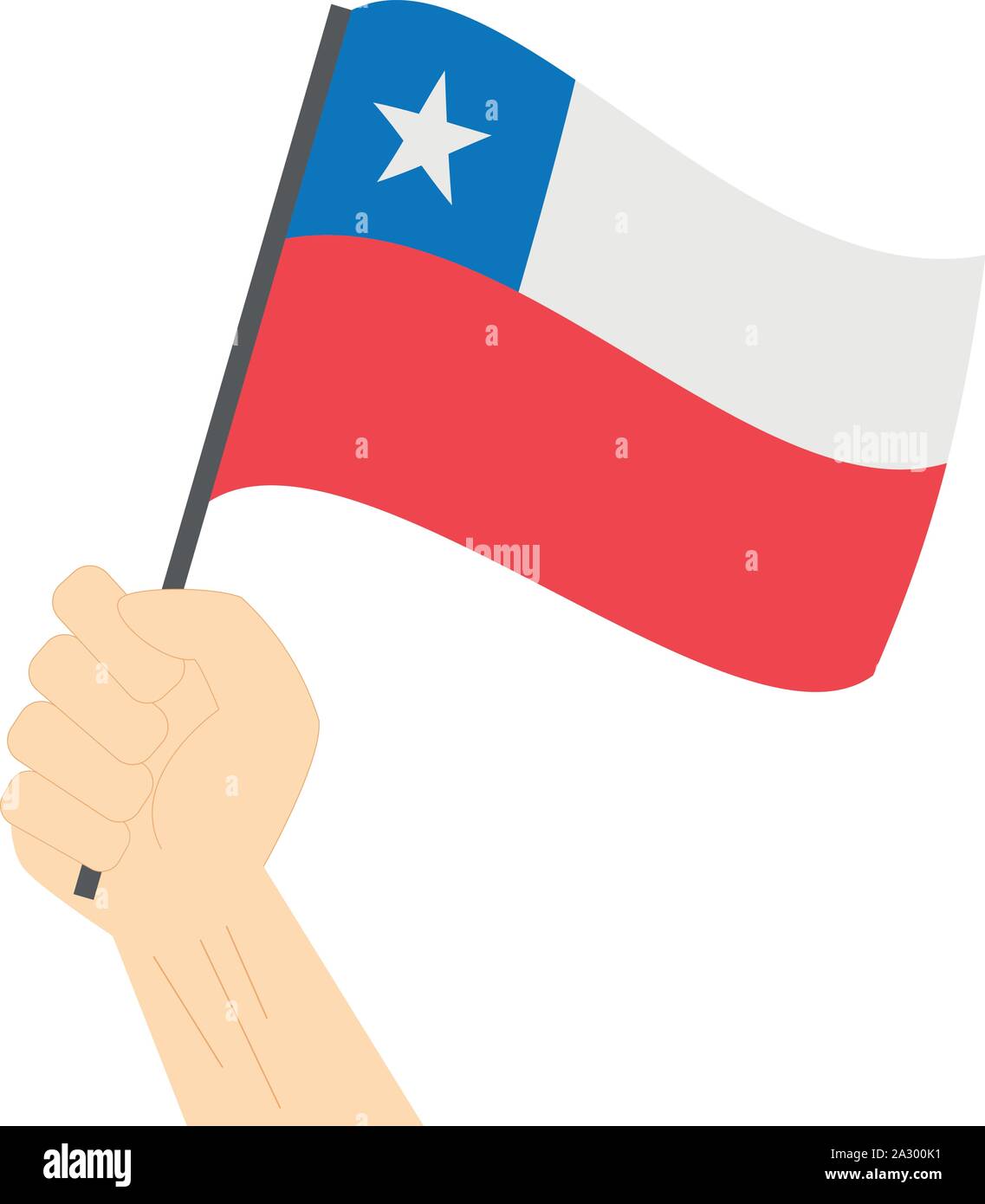 Hand holding and raising the national flag of Chile Stock Vector Image ...