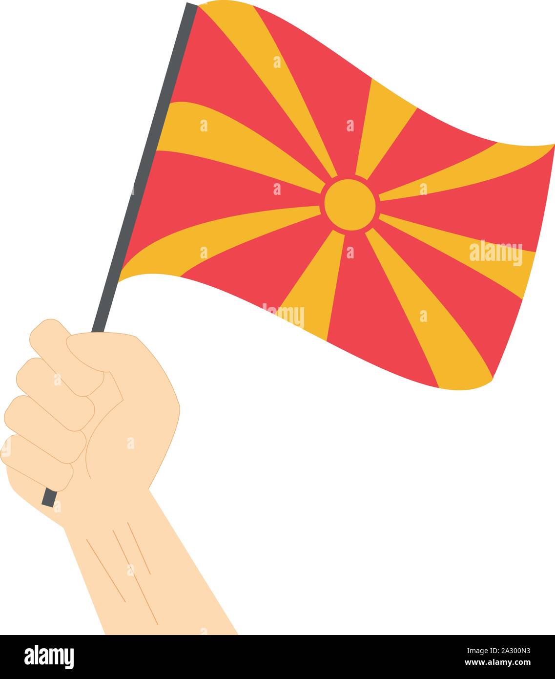 Hand holding and raising the national flag of Macedonia Stock Vector ...