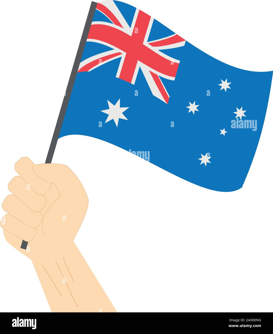 Hand holding and raising the national flag of Australia Stock Vector ...