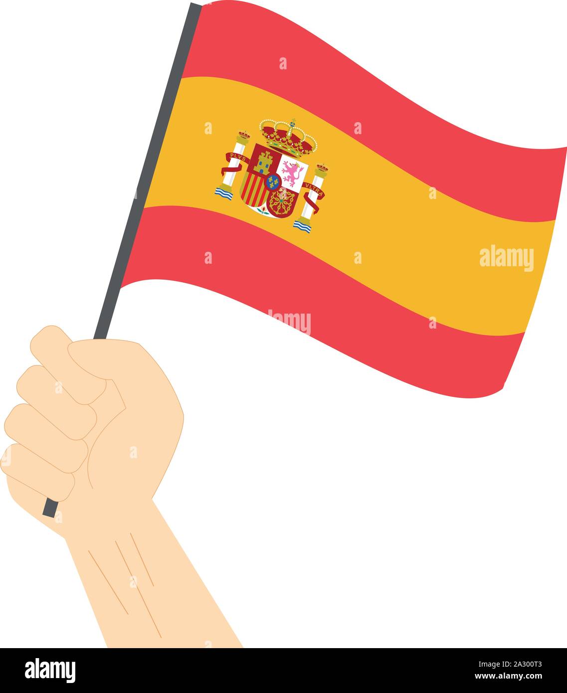Hand holding and raising the national flag of Spain Stock Vector Image ...