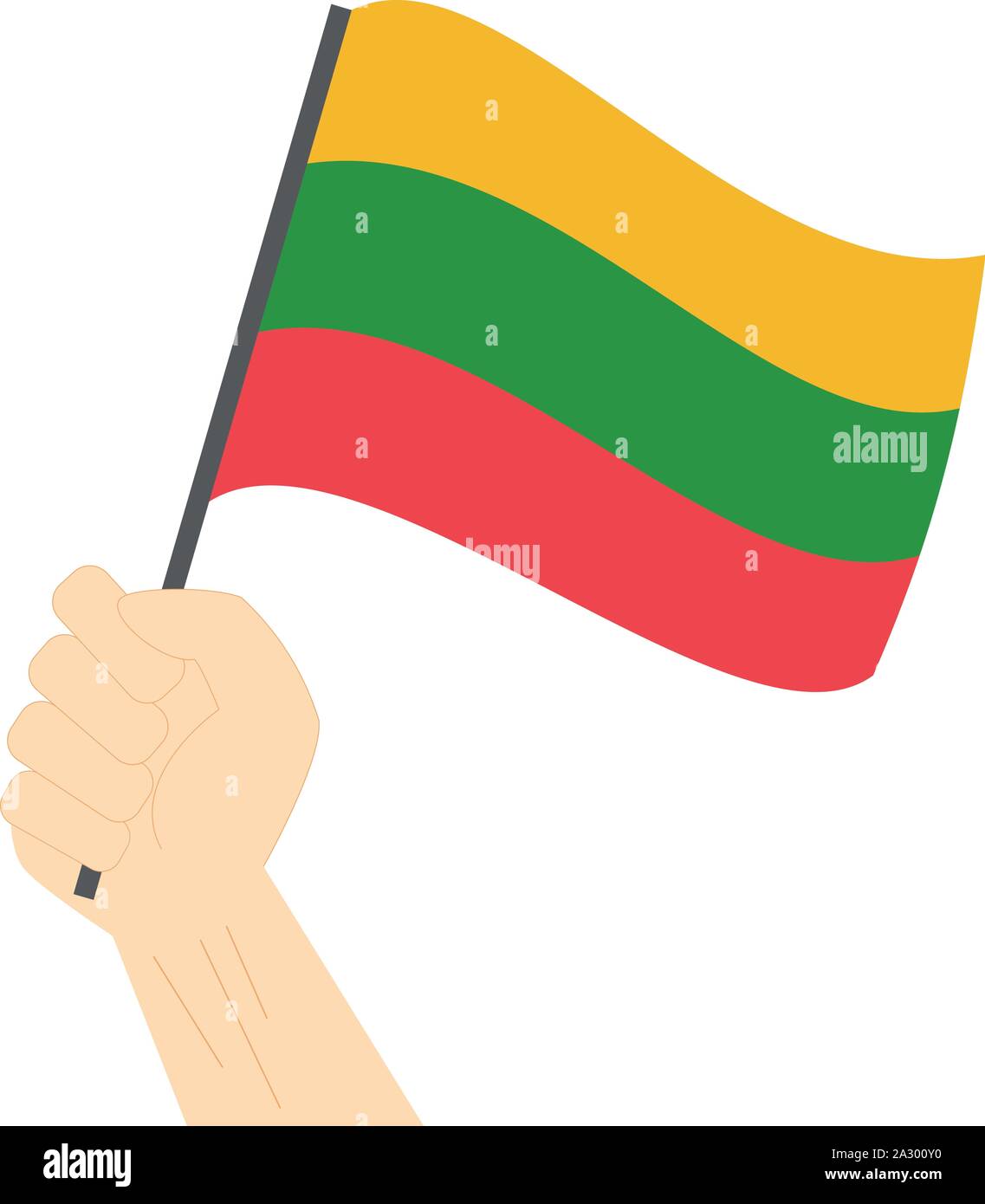 Hand holding and raising the national flag of Lithuania Stock Vector ...
