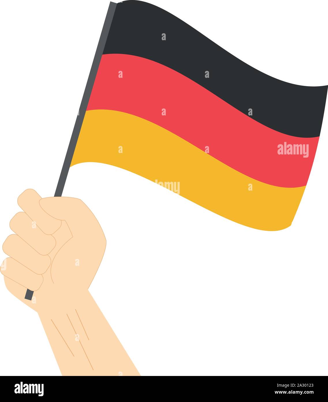 Hand holding and raising the national flag of Germany Stock Vector ...