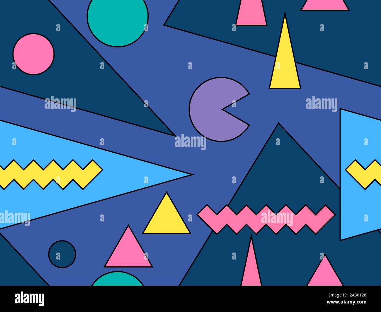 Memphis seamless pattern with geometric shapes in the style of 80s ...