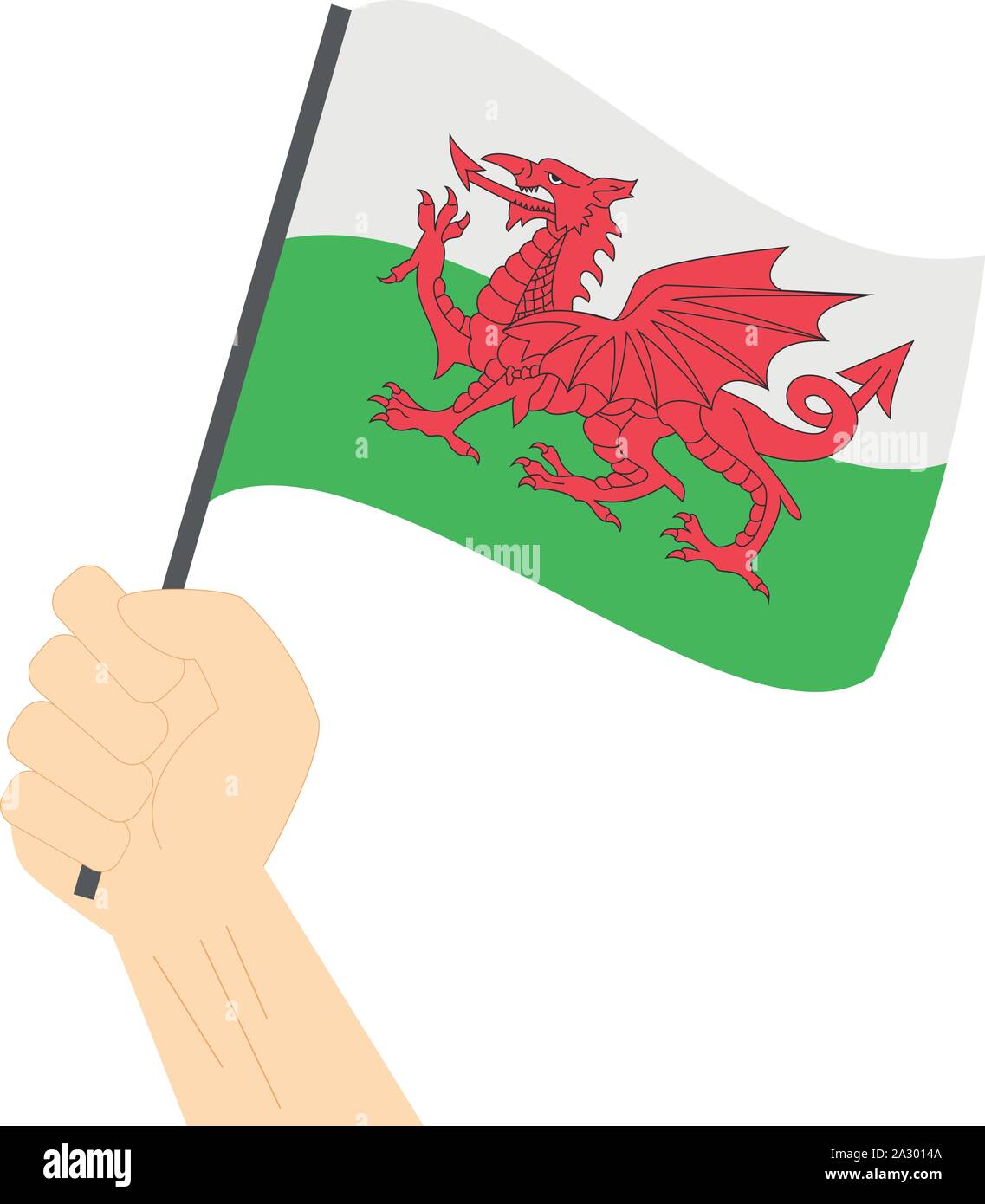 Hand holding and raising the national flag of Wales Stock Vector Image ...