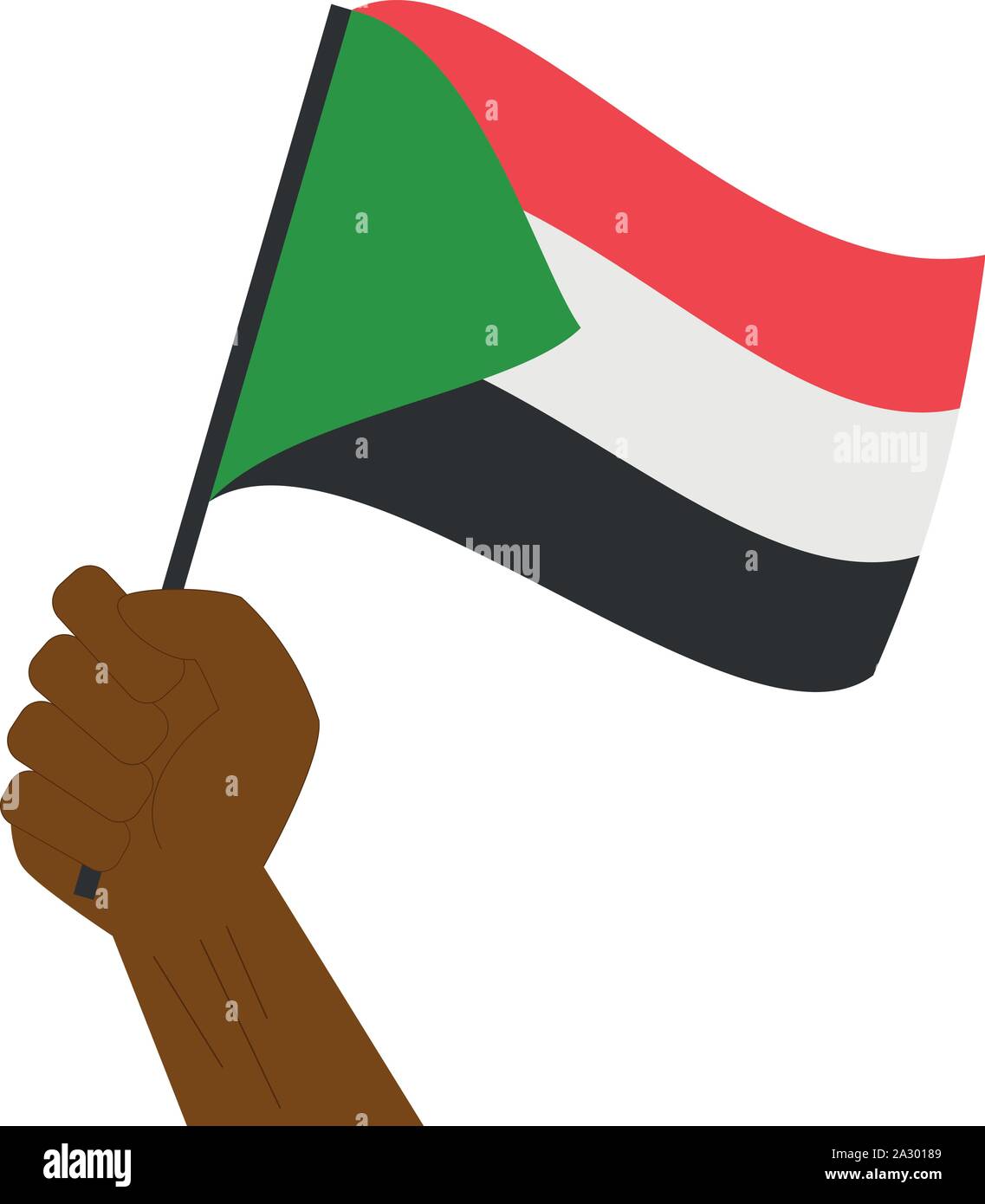 Hand holding and raising the national flag of Sudan Stock Vector Image ...