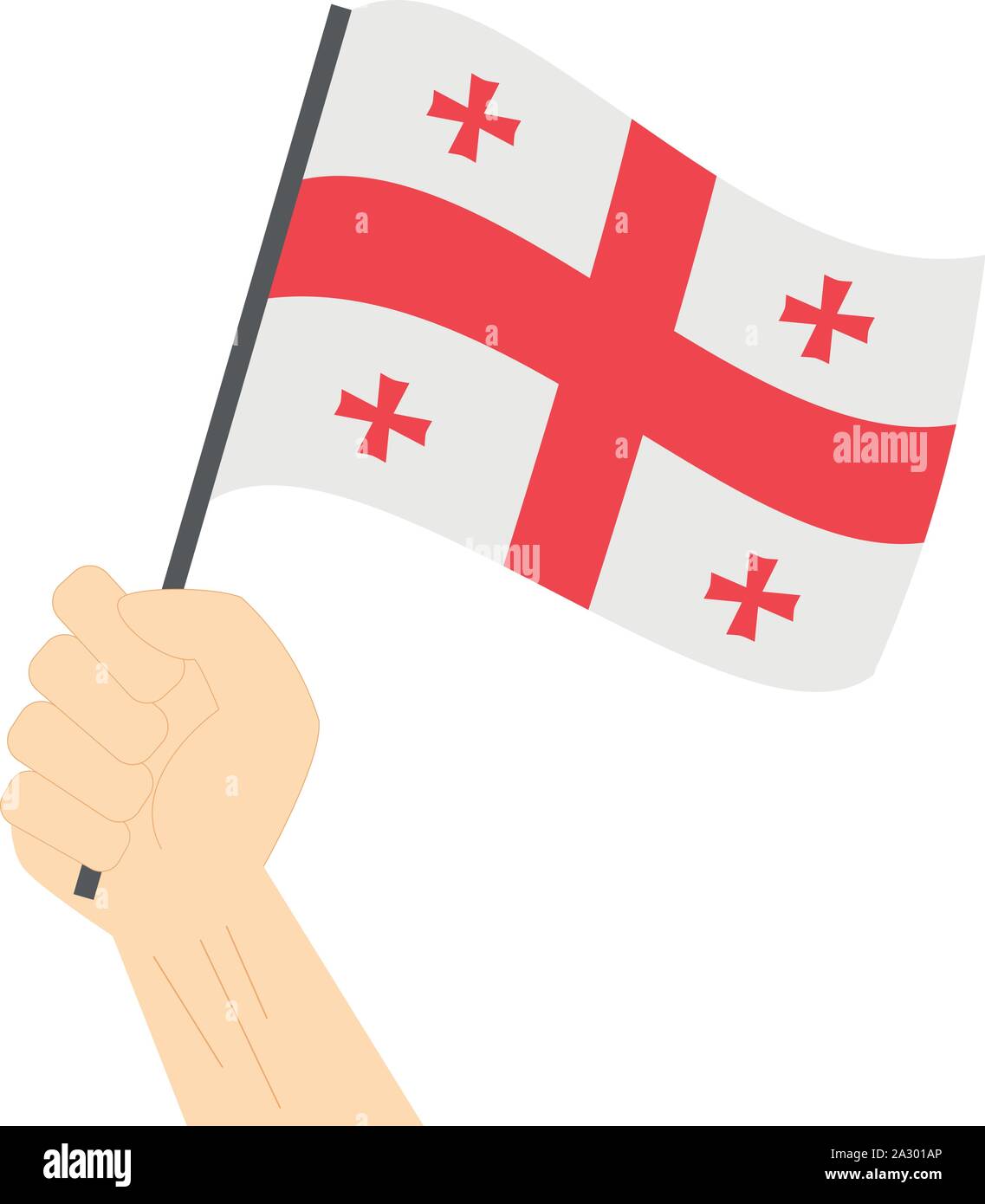 Hand holding and raising the national flag of Georgia Stock Vector ...