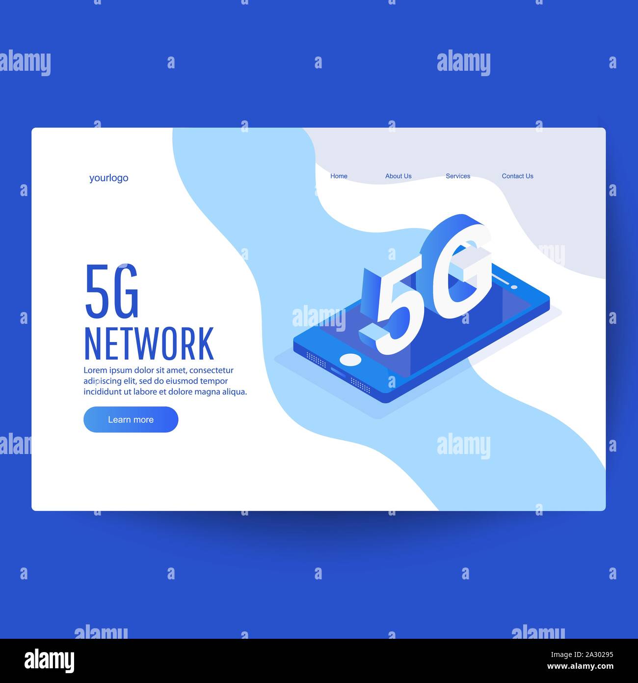 Landing page template of creative isometric vector illustration with 5G ...