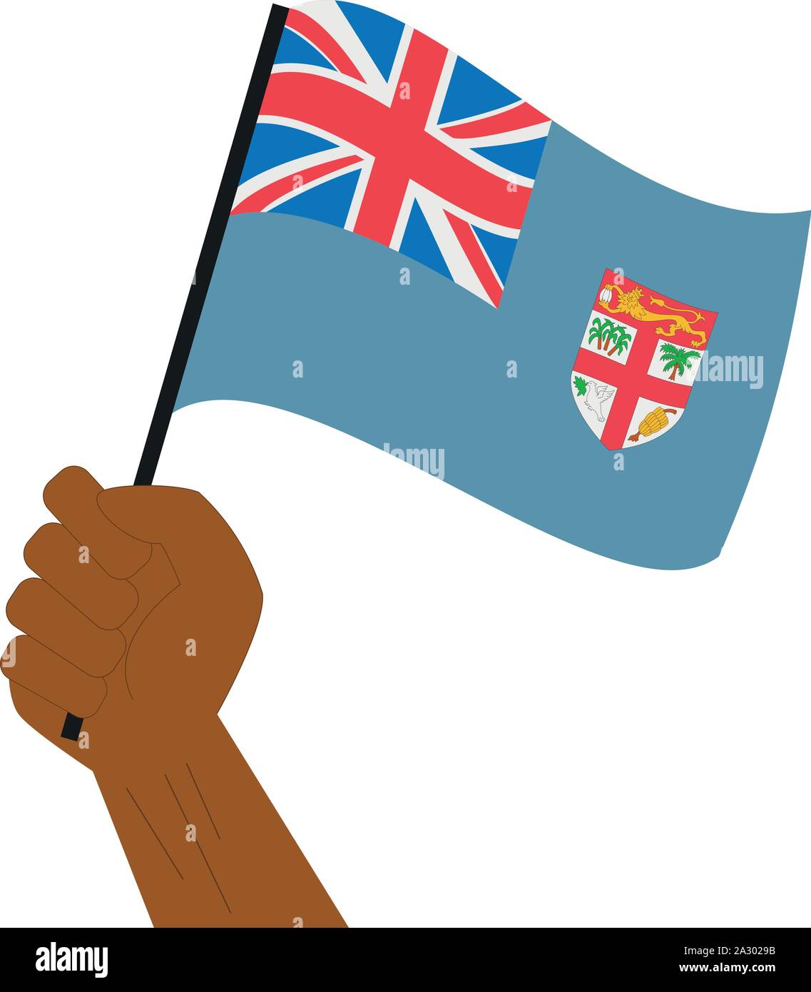 Hand holding and raising the national flag of Fiji Stock Vector Image ...