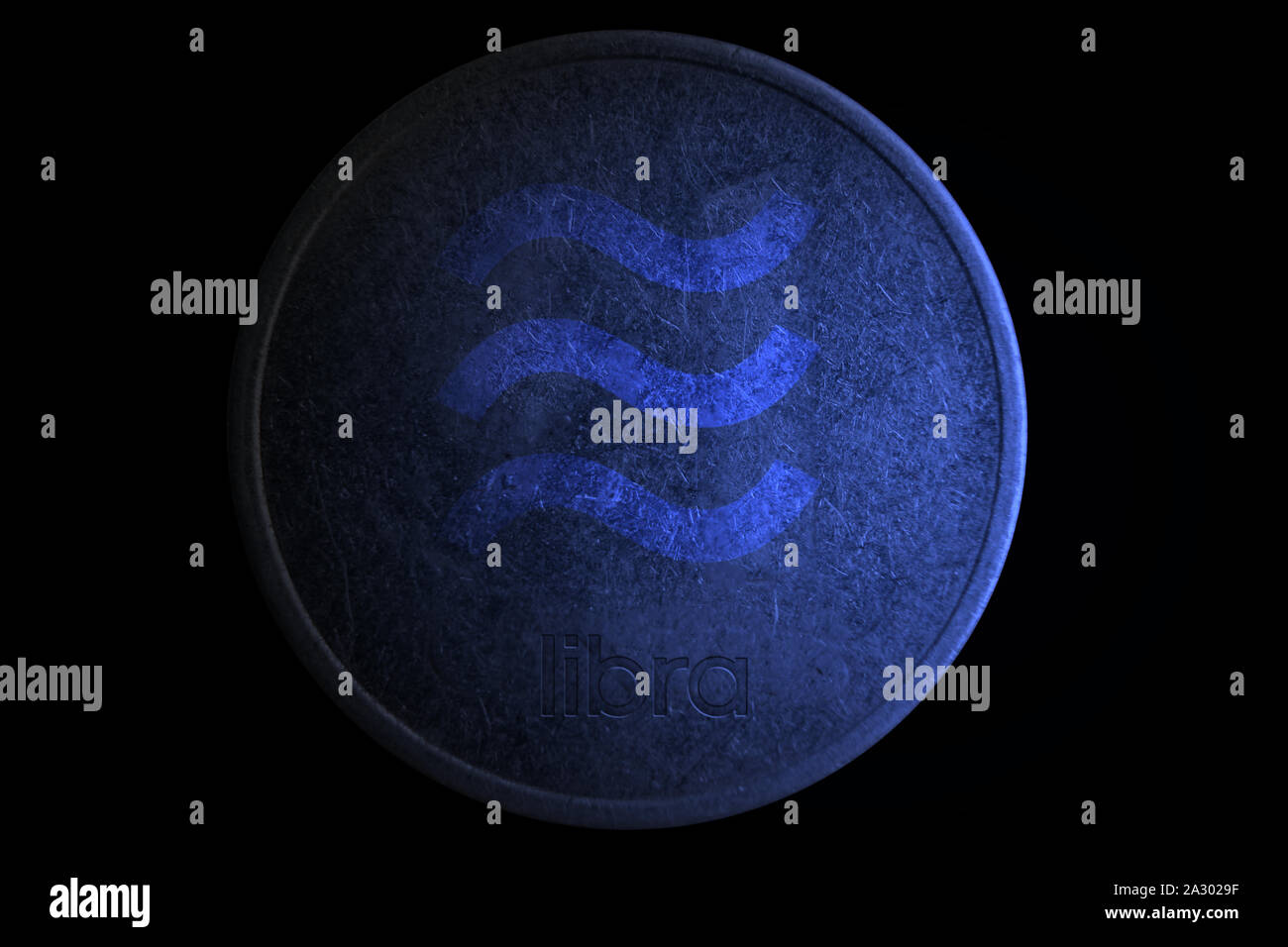 Coin with facebook icon libra cryptocurrency, illustration Stock Photo ...