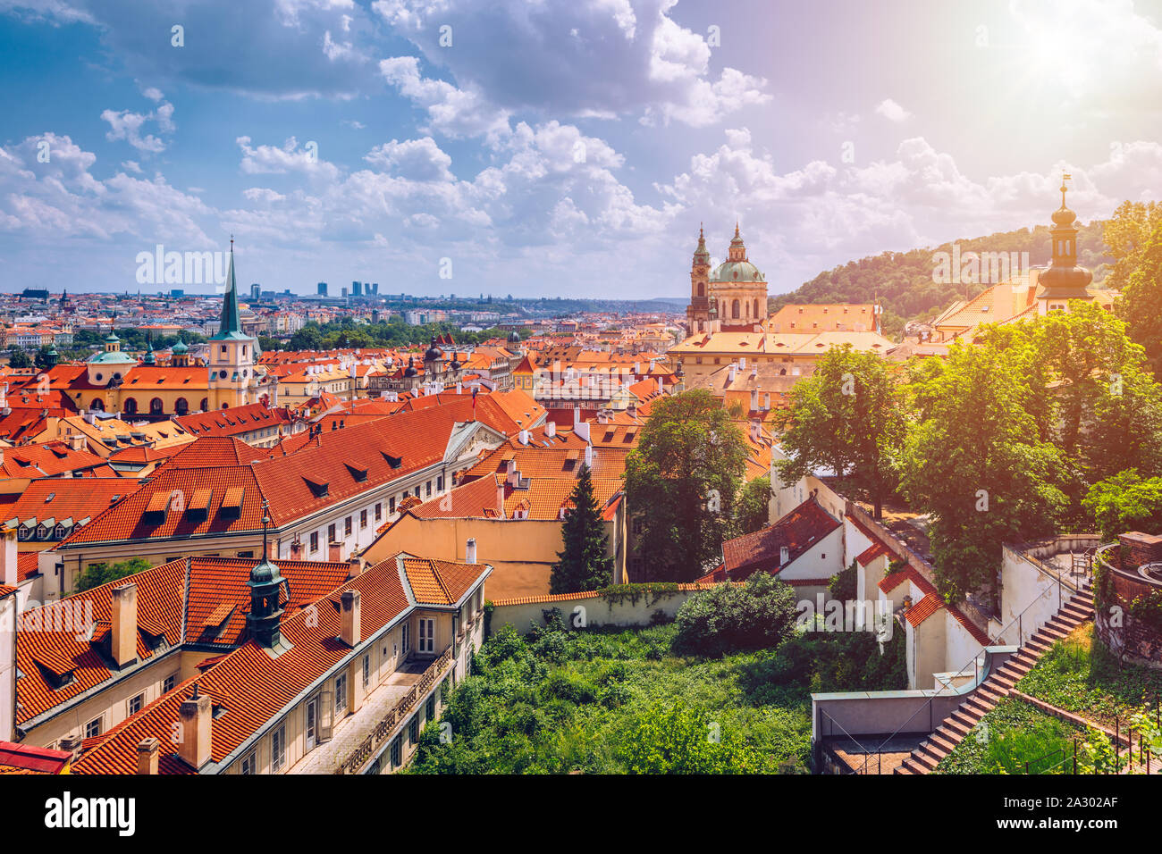 Old town of Prague. Czech Republic over river Vltava with Charles ...