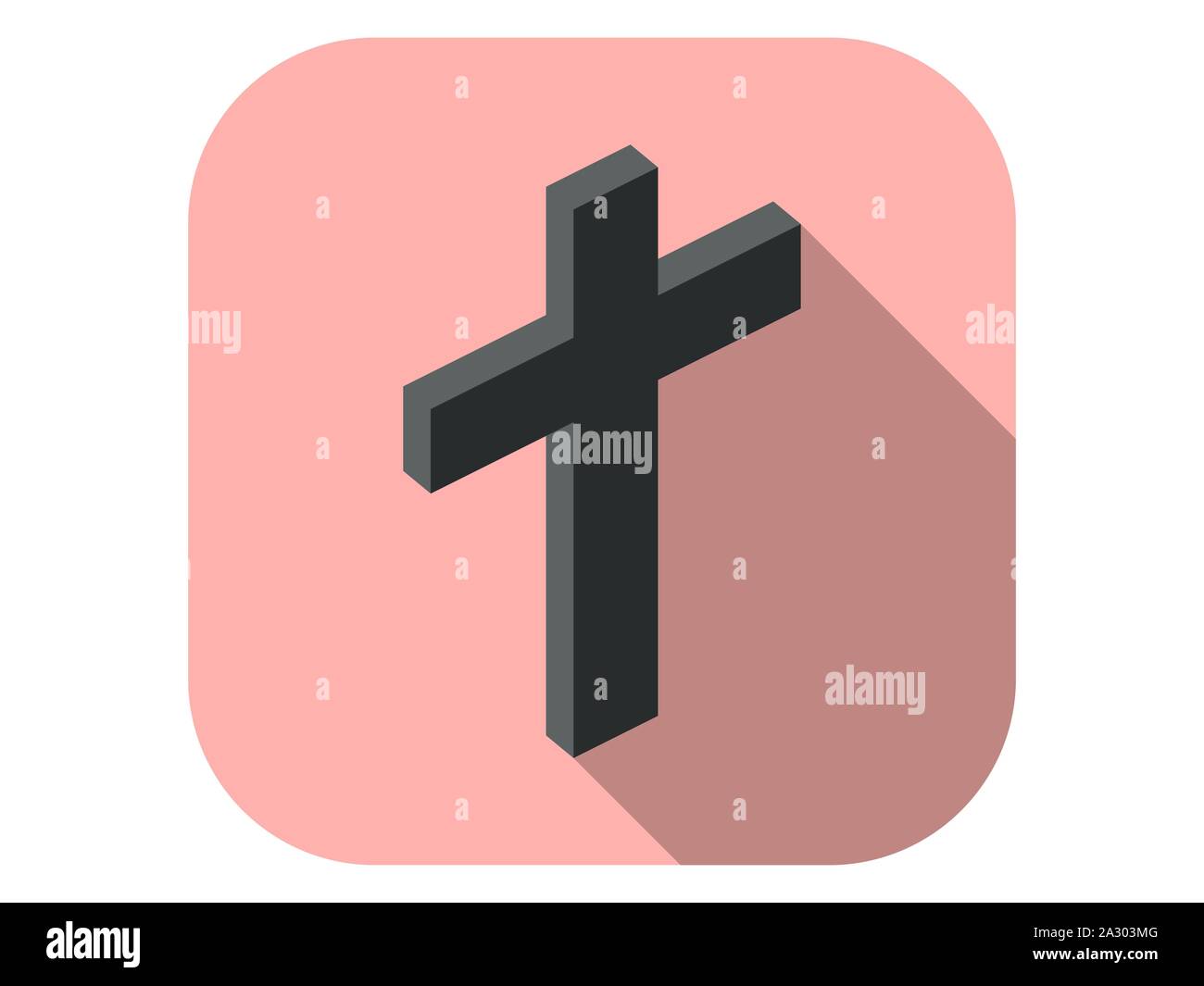 Cross isometric icon with long shadow. Vector Illustration Stock Vector ...