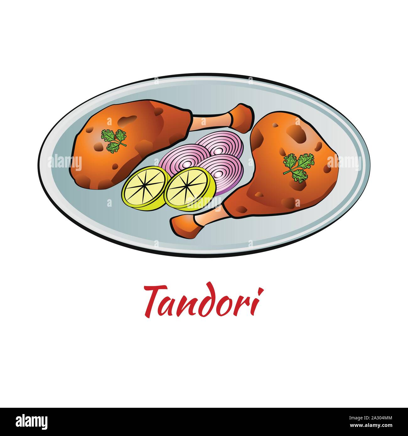 Set of delicious and famous food of Indian in colorful gradient design ...