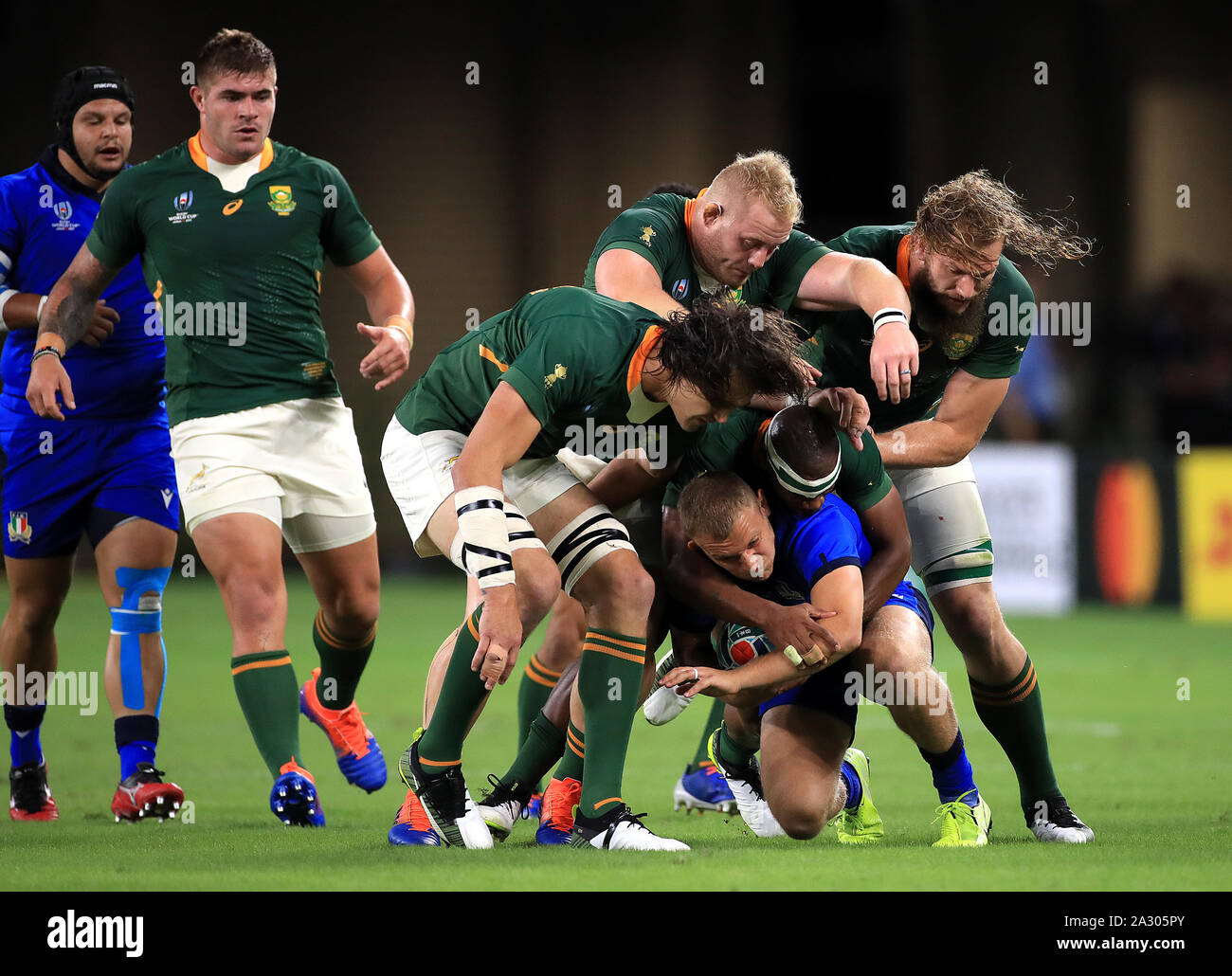 Italy's Callum Braley (centre) during the 2019 Rugby World Cup Pool B ...