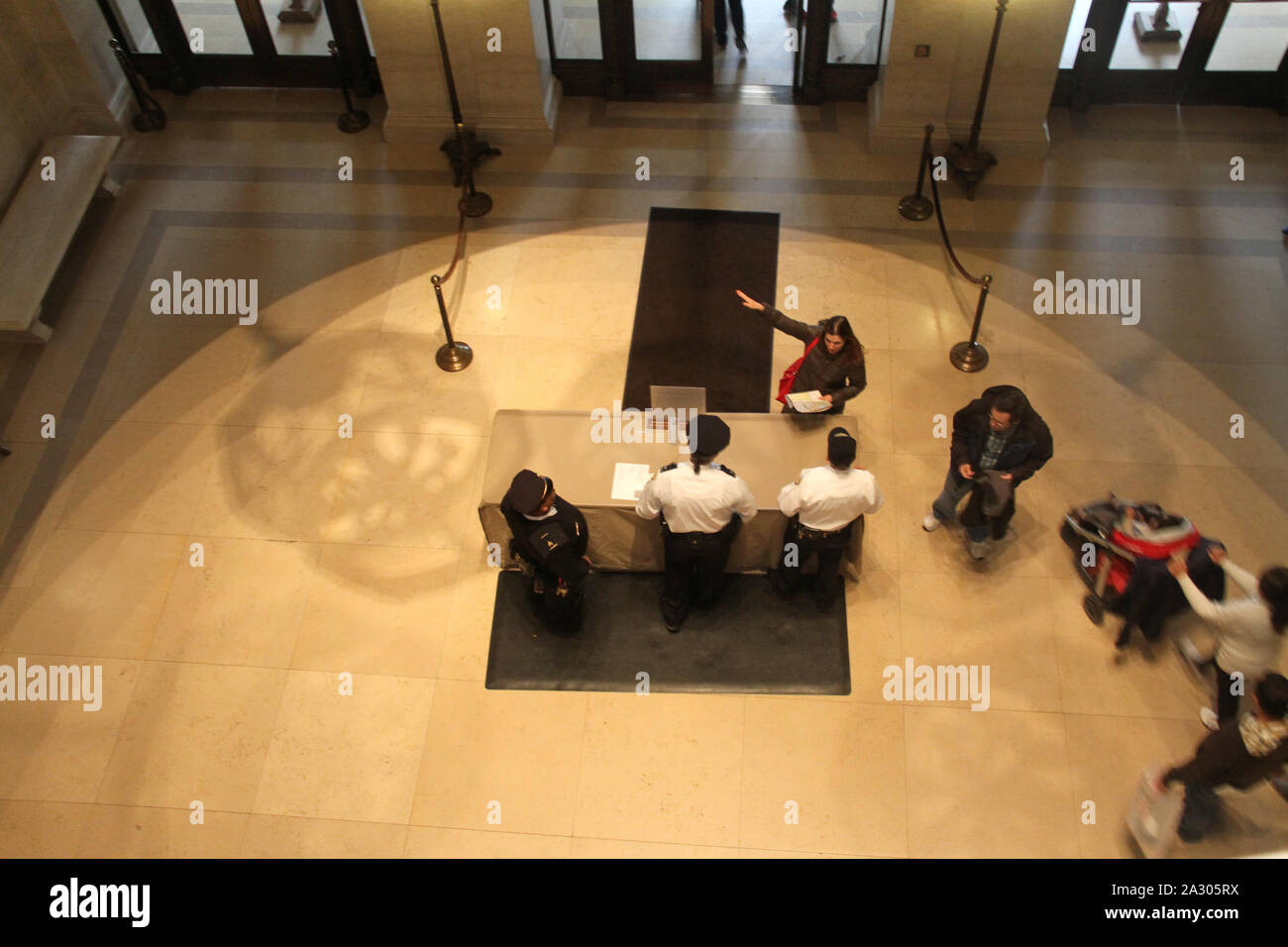 Security guards and visitors at the entrance in the National Gallery of ...