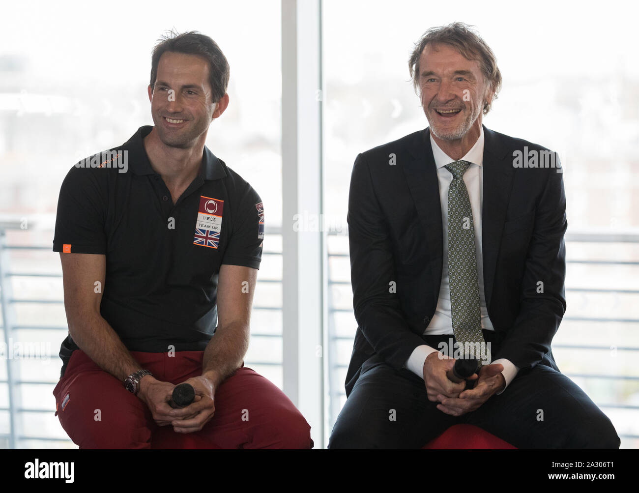 Sir Ben Ainslie (right) and Sir Jim Ratcliffe during the launch event for the Ineos Team UK ...