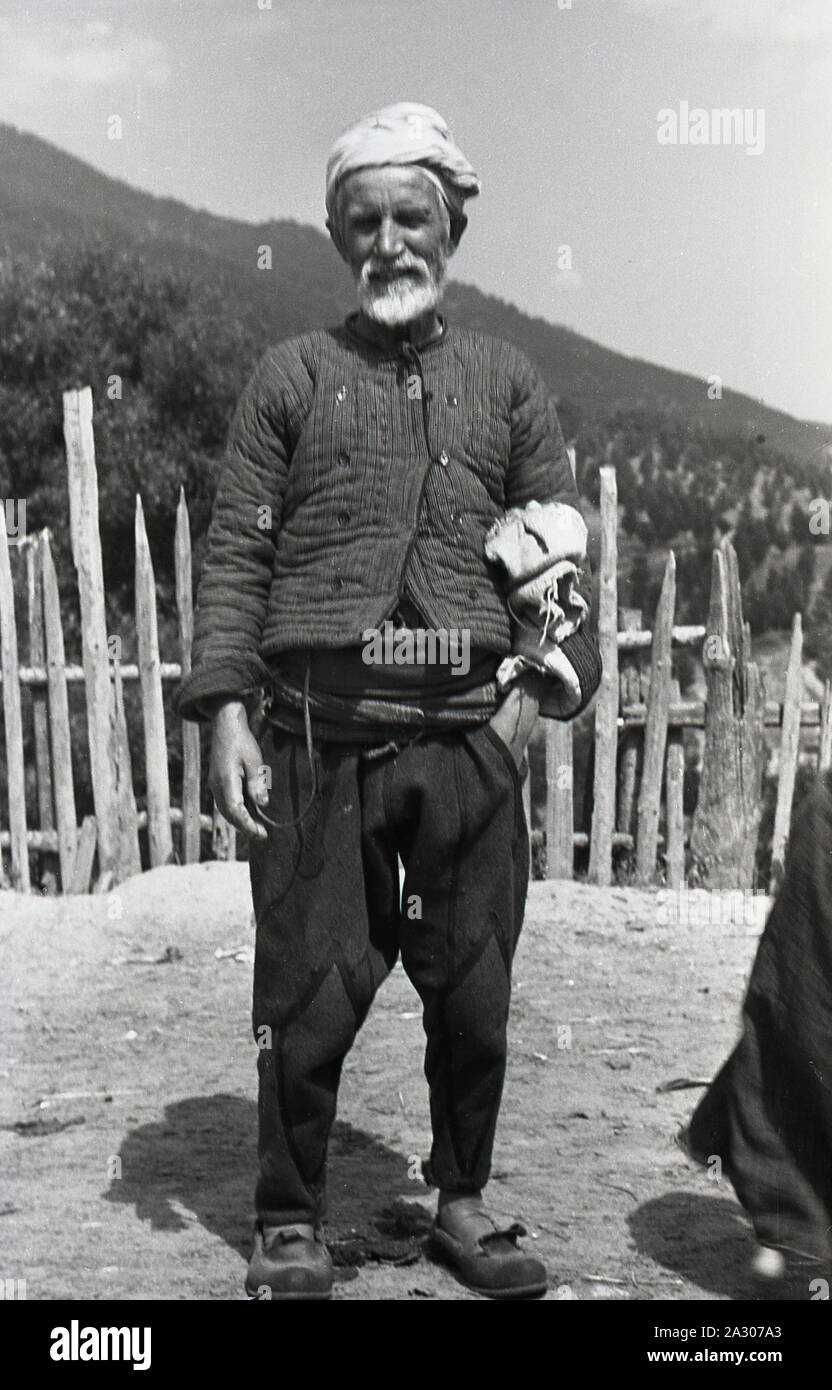 1930s, historical, Pre-wwII, Yugoslavia, an elderly village man in ...