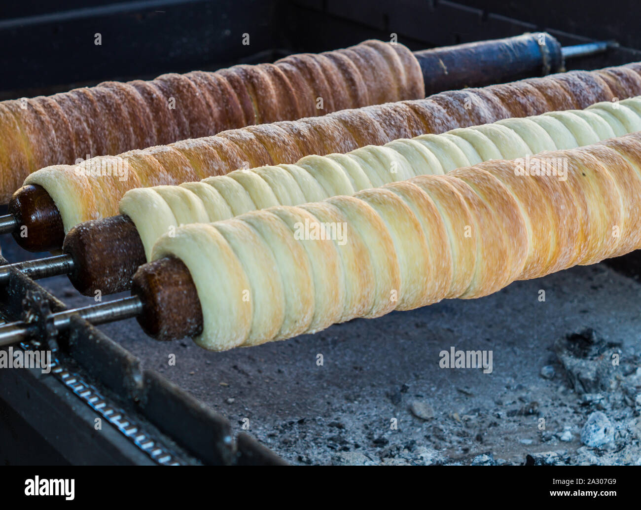 Trdelník candy grill Stock Photo - Alamy