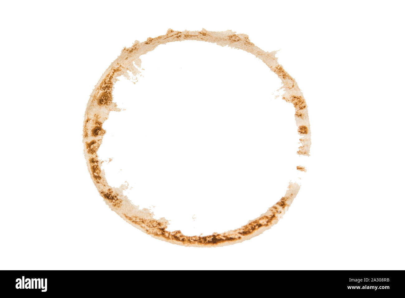 Coffee cup stain isolated on white background. Table mess design Stock ...