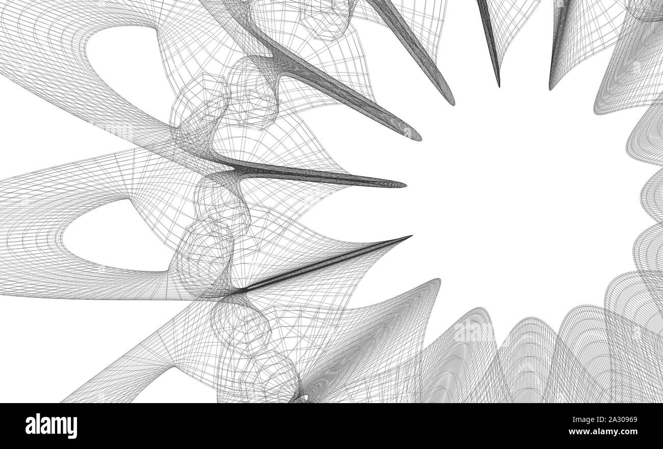 Abstract black parametric round wire-frame mesh structure isolated on ...