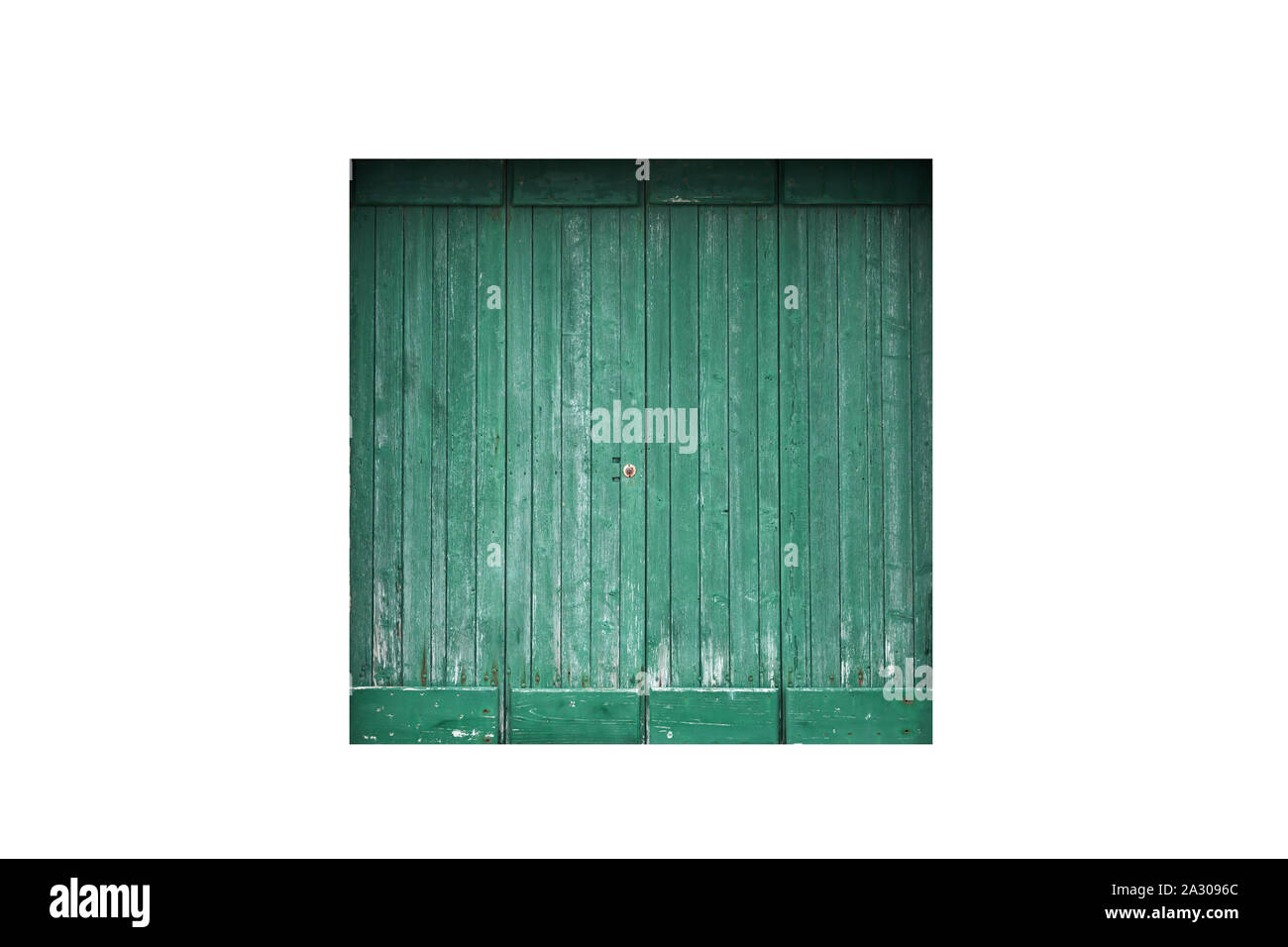 Old green wooden gate isolated on white background, photo texture ...