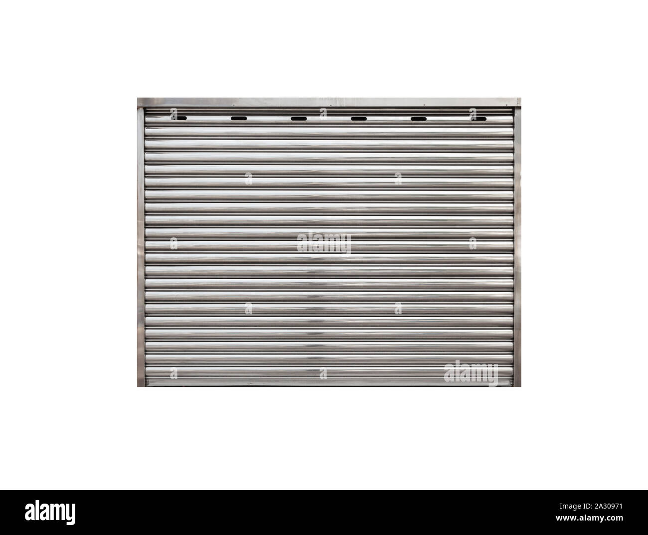 Closed garage metal roll gate isolated on white background, photo ...