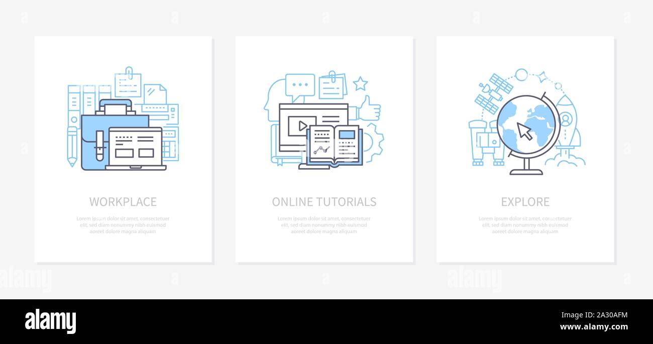 Workplace equipment - line design style icons set Stock Vector Image ...