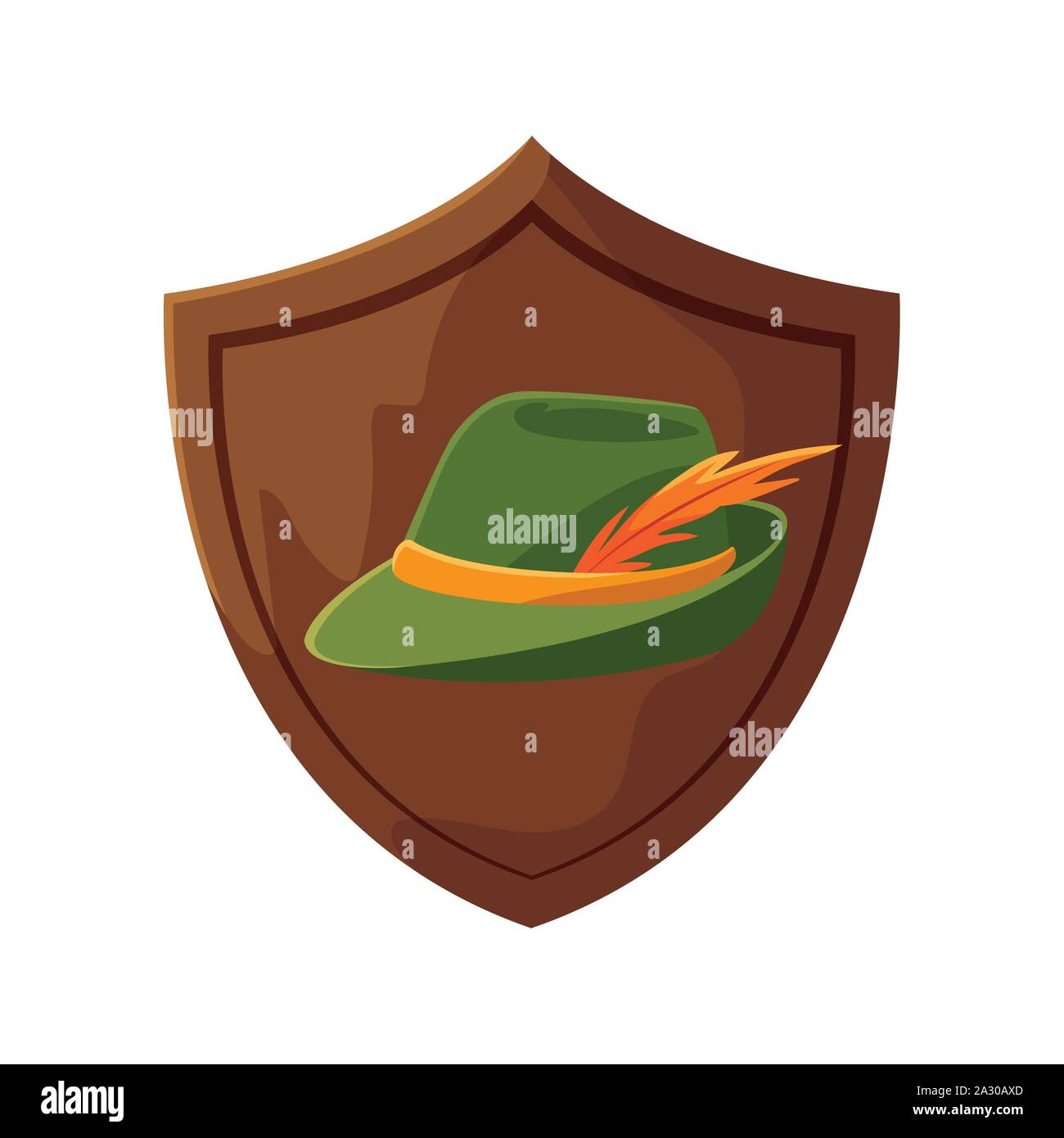 German hunting hat with feather on white background vector illustration ...