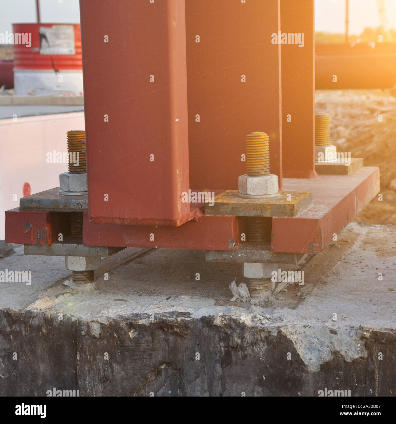 Installation of building structures using anchor blocks. Construction ...