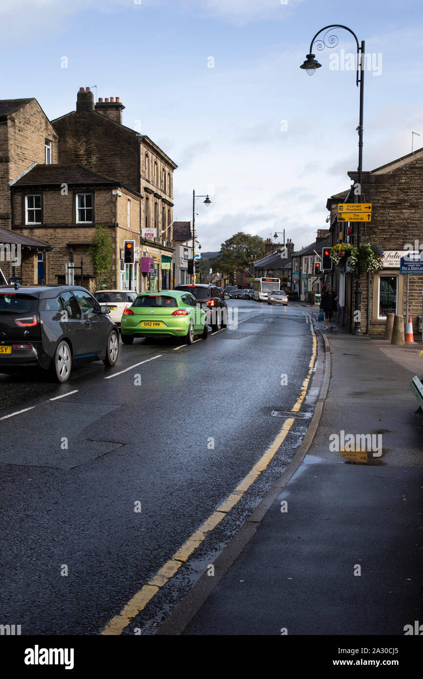 The Main Street A6024 running through the centre of Holmfirth in West ...