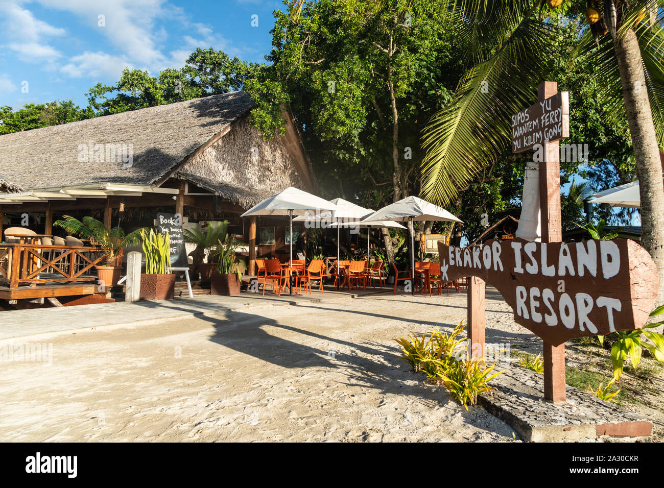 Port Vila, Vanuatu - August 30 2019: Sign welcomes visitor to the entry ...