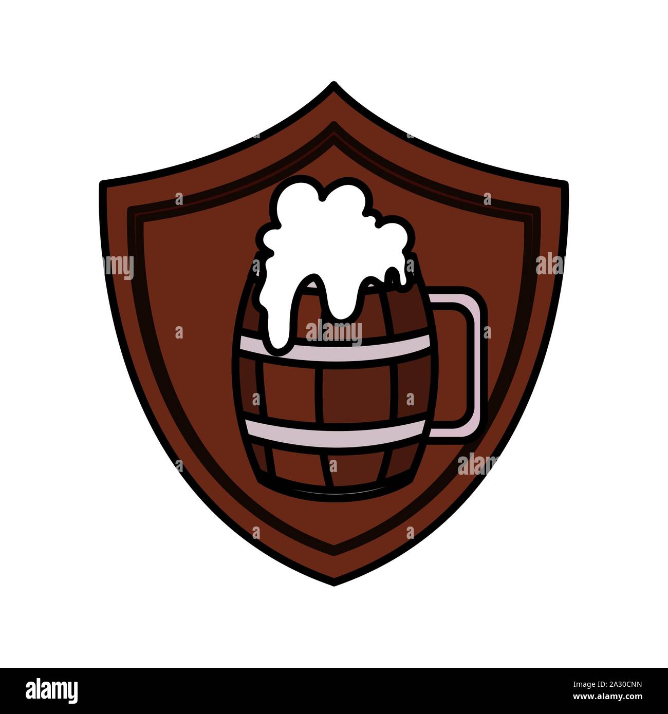 wooden beer mug with shield in white background vector illustration ...