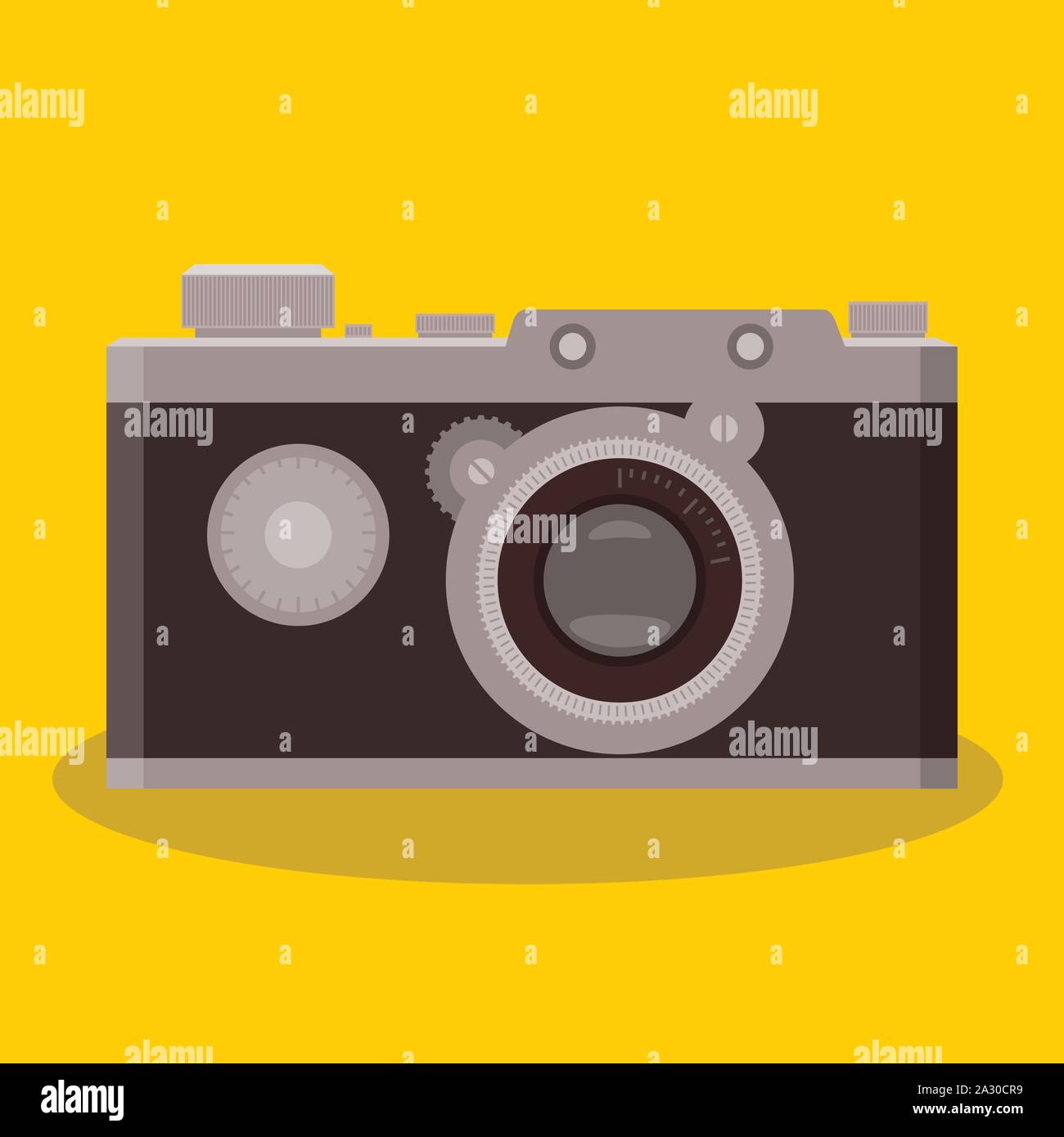 isolated vintage retro old analog camera flat style icon with shadow ...