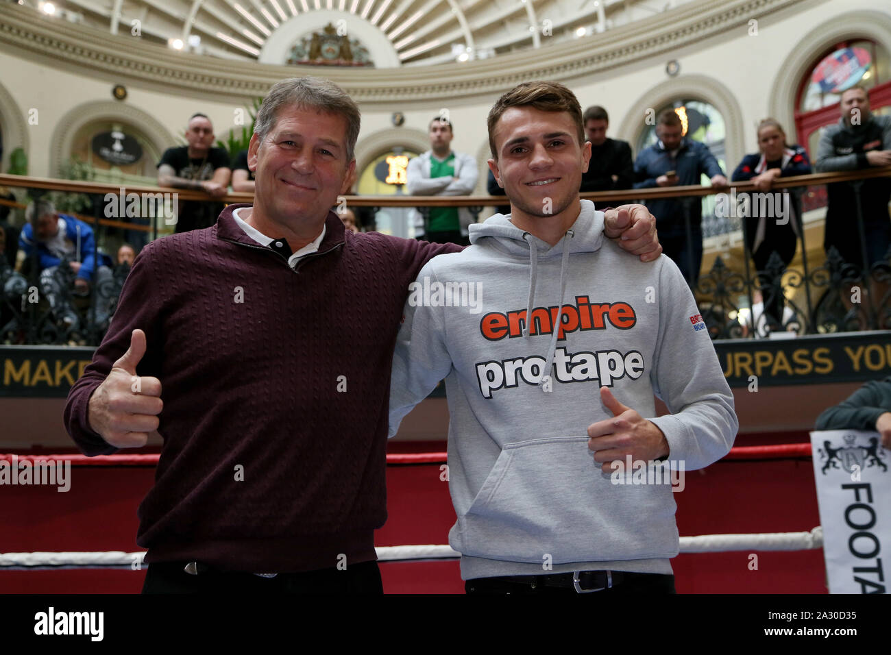 Henry Wharton with George Davey during the public workout at Leeds Corn ...
