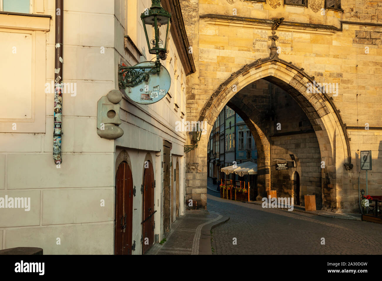 Morning at Lesser Town Tower in Prague, Czechia Stock Photo - Alamy