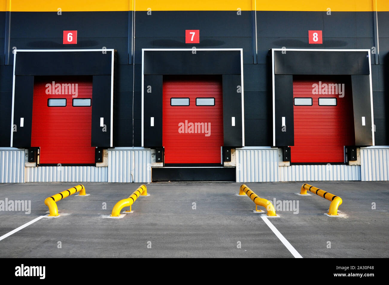 A Large distribution warehouse with gates for loading goods. Appearance ...
