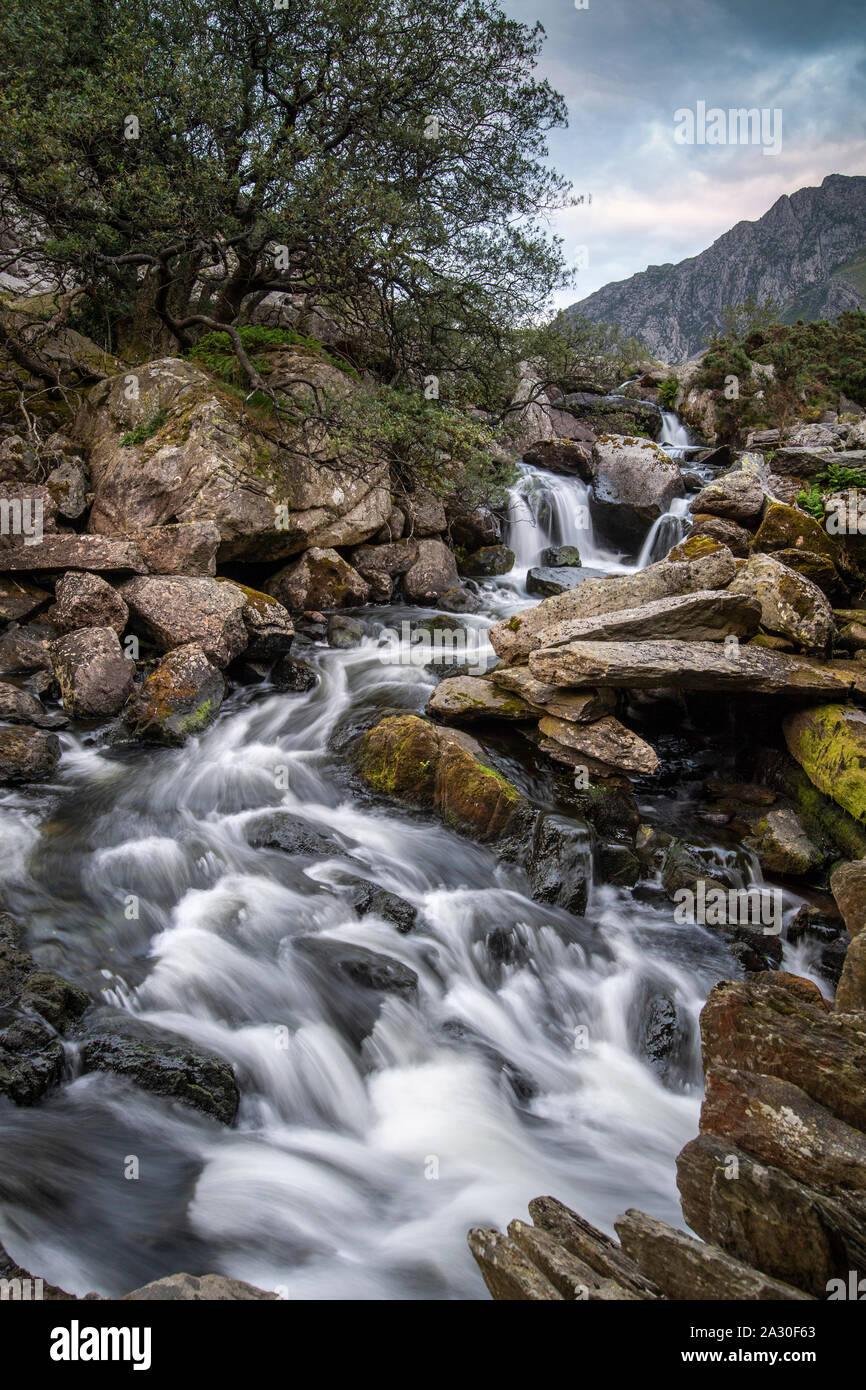 The Ogwen River and Ogwen Falls in Snowdonia National Park, North Wales ...