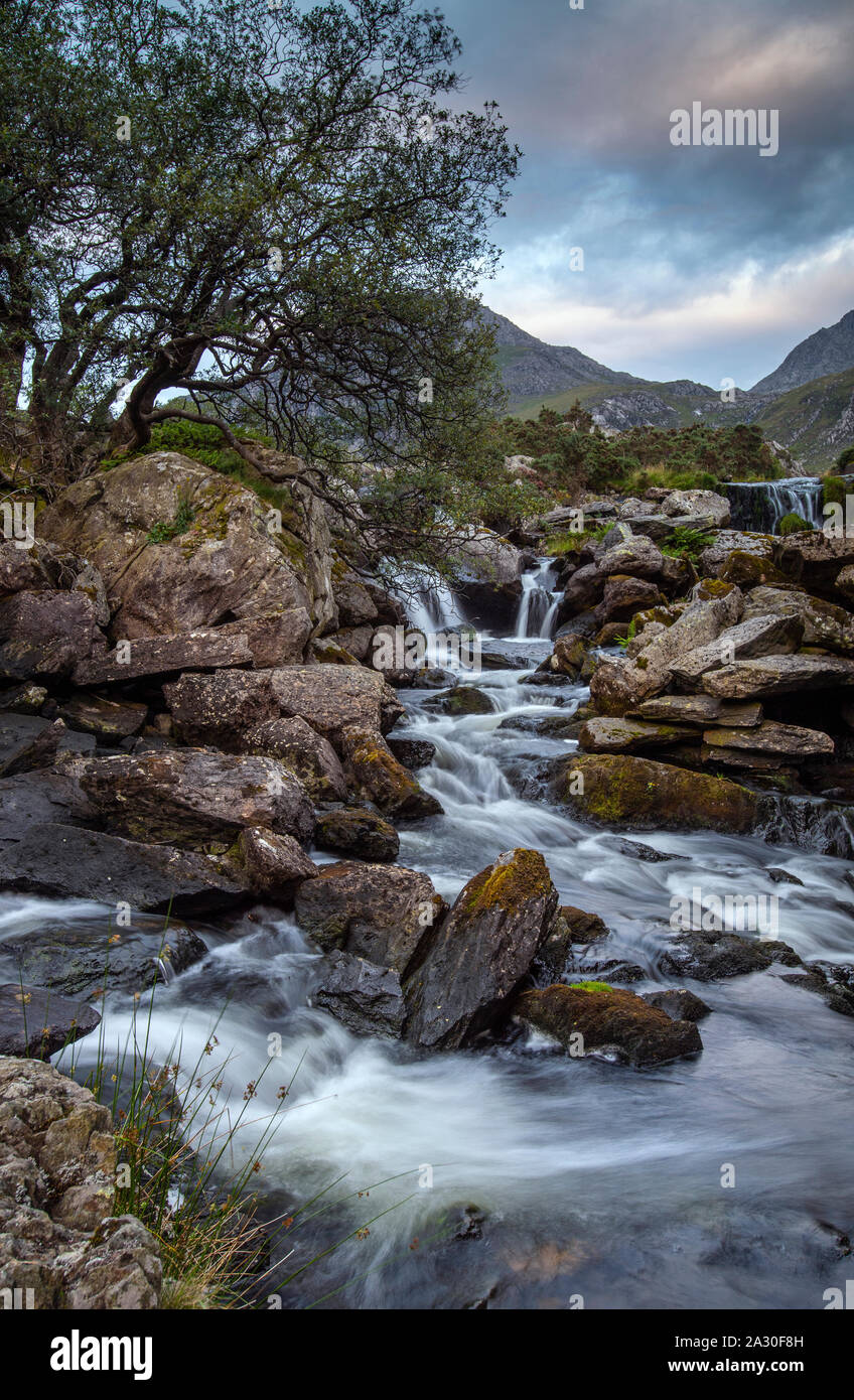 The Ogwen River and Ogwen Falls in Snowdonia National Park, North Wales ...
